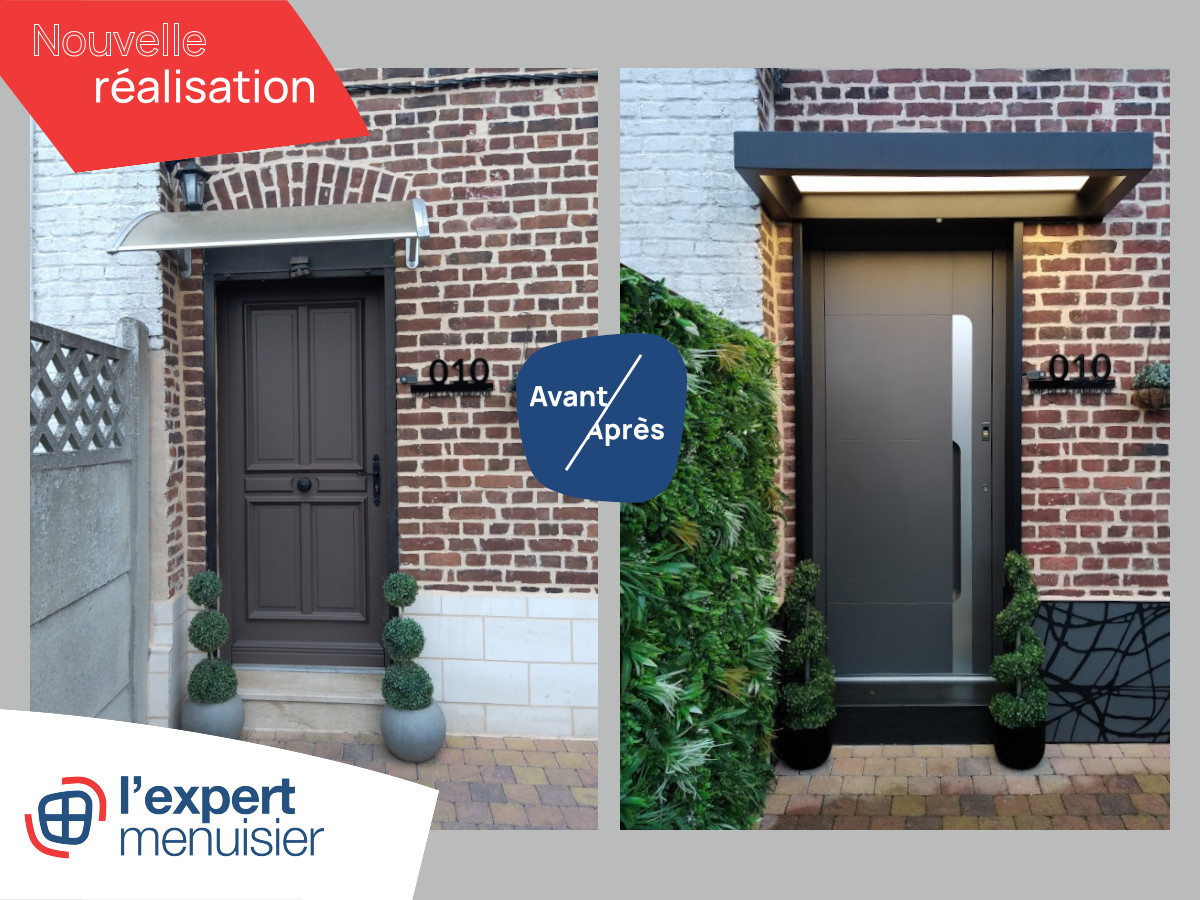 Porte Aluminium d'entrée Bel'm à Courrières près de LENS